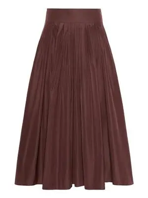 Max Mara Taffeta Pleated Maxi Skirt - Bordeaux