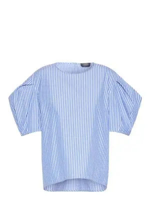 Max Mara Cotton Poplin Blouse With Balloon Sleeves - Light Blue