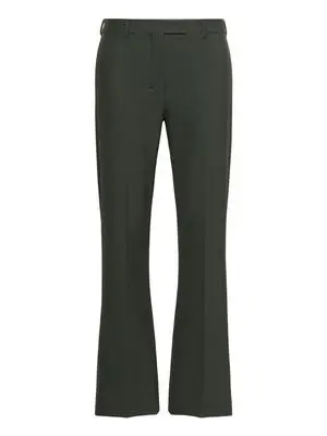 Max Mara Stretch Cotton-blend Trousers With Flared Hem - Green