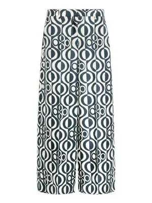 Max Mara Printed Silk Twill Cropped Wide-leg Trousers - Ultramarine