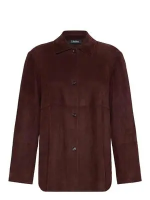Max Mara Single-breasted Suede Shirt Jacket - Dark Red