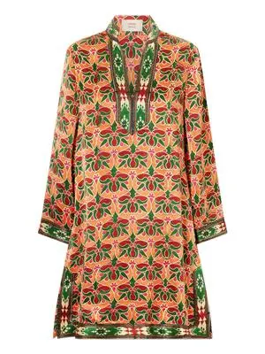 EMPORIO SIRENUSE Liora Jewelry Mare Printed Silk-satin Coverup - Orange