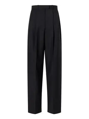 Givenchy Pleated Wool And Mohair-blend Wide-leg Pants - Black