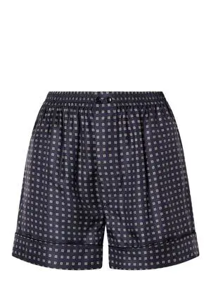 Saint Laurent Printed Silk-twill Relaxed Fit Shorts - Blue