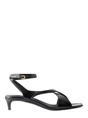 Khaite KHAITE Liria Glazed Leather Sandals Black