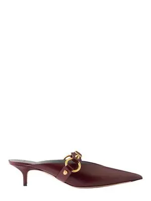 Balenciaga City Embellished Leather Mules - Red
