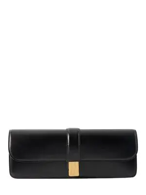 Khaite Leather Clutch With Gold Tone Clasp - Black
