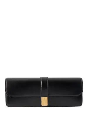 Khaite Leather Clutch With Gold Tone Clasp Black