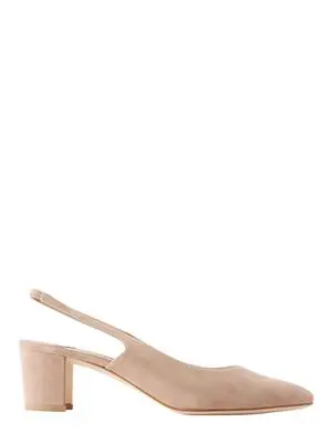 Manolo Blahnik Suede Slingback Pumps - Neutral