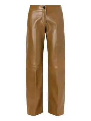 Khaite Mita Leather Straight-leg Pants - Brown