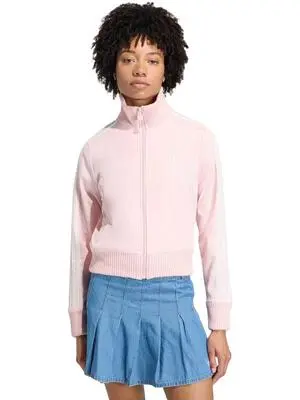 Adidas Firebird Track Top With Knitted Crochet Details - Sandy Pink