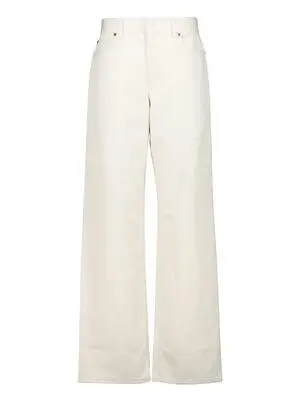 Fendi Wide-leg Denim Jeans With Ff Detail - Beige