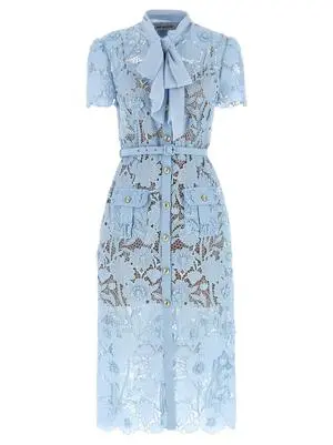 SELF-PORTRAIT SELF-PORTRAIT Lace Tie Neck Midi Dress