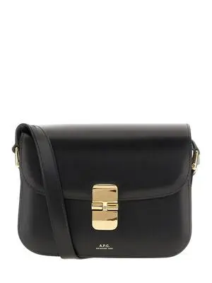 A.p.c. Black Leather Crossbody Bag With Gold Tone Clasp - Multicolor