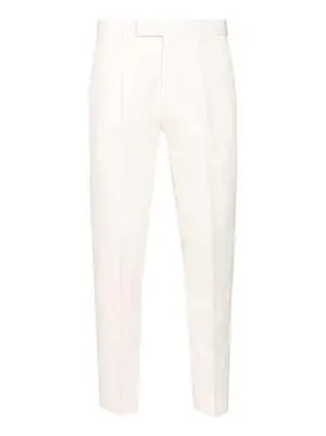 Zegna Tailored Trousers In Linen And Cotton - White