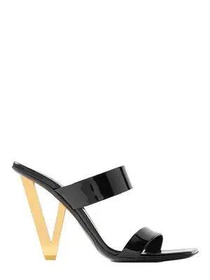 Versace Embellished Patent Leather Mules - Black