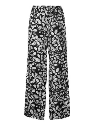 Marni Printed Crepe Straight-leg Trousers - Black