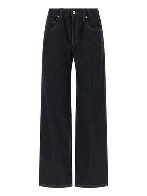 Brunello Cucinelli Contemporary Pull-on Wide Leg Jeans - Blue