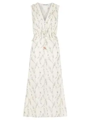 Veronica Beard Dominik Floral Print Cotton And Silk Blend Maxi Dress - Neutrals