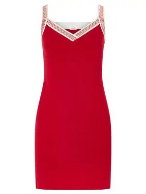 Versace Logo-jacquard Cotton-jersey Mini Dress - Red