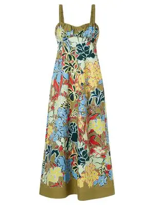 ALEMAIS ALÉMAIS Solstice Floral-Print Organic Cotton-Poplin Midi Dress Multi