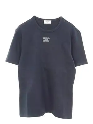 Celine Triomphe Logo Embroidered T-shirt - Blue