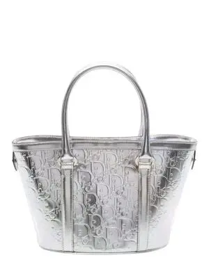 Dior Oblique Patent Leather Tote Bag - Silver