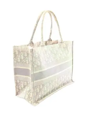 Dior Medium Book Tote Canvas Handbag - Neutrals