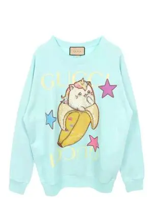 Gucci Sequin Embellished Crew Neck Sweater - Blue