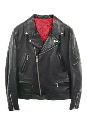 Yohji Yamamoto Leather Asymmetrical Zip Jacket - Black