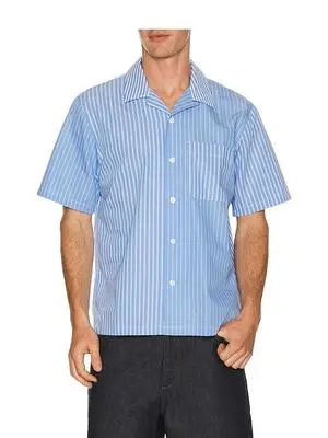 Rag & Bone Avery Poplin Shirt In Blue - Blue Multi Stripe