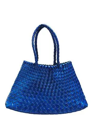 Anthropologie Calla Large Woven Satchel Bag - Blue