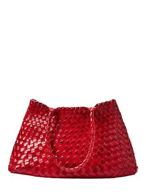 Anthropologie Calla Large Woven Satchel Bag - Red