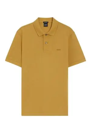 BOSS Pallas Polo Shirt In Cotton Piqué With Embroidered Logo Gold