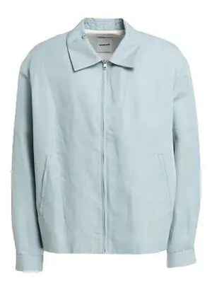 Sandro Sky Lyocell And Linen Harrington Jacket - Blue
