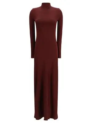 Alaïa Long Sleeve Draped Maxi Dress - Bordeaux