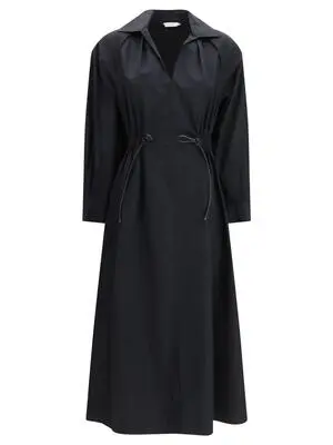 Max Mara Pedaggi Midi Dress In Cotton Poplin - Black
