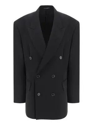 Balenciaga Wool Double-breasted Blazer - Black