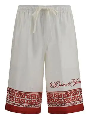 Dolce & Gabbana Maiolica Print Jacquard Twill Shorts - Multicolour