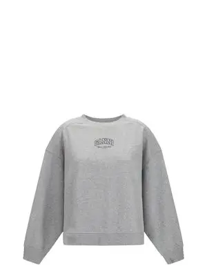 GANNI Crewneck Sweatshirt With Logo - Grey
