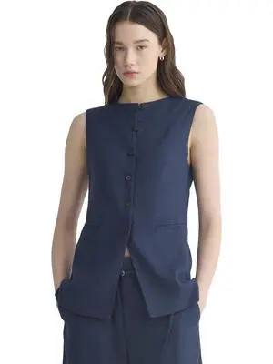 Everlane Stretch Linen Long Vest - Navy