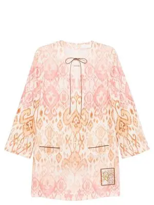 Zimmermann Aster Linen Mini Dress - Pink