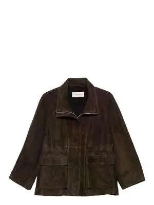 Nour Hammour Suede Zip Jacket - Brown