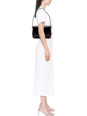 Prada Spazzolato Leather Flap Shoulder Bag - Black