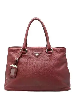 Prada Vitello Daino Convertible Tote Satchel - Red