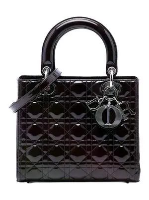 Dior Medium Patent Cannage Lady Satchel - Purple