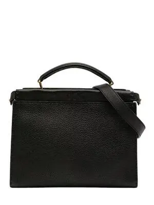 Fendi Mini Calfskin Romano Selleria Peekaboo Iconic Fit Satchel - Black