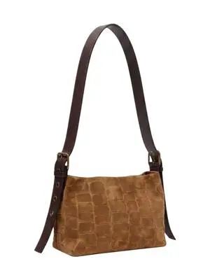 JUAN-JO Croc Effect Suede Crossbody Bag - Brown