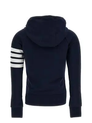 Thom Browne Fleece Classic Loopback 4-bar Zip Hoodie - Blu