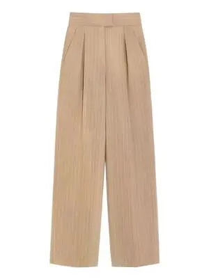 Valentino Garavani Faded Pinstripe Virgin Wool Trousers - Neutrals